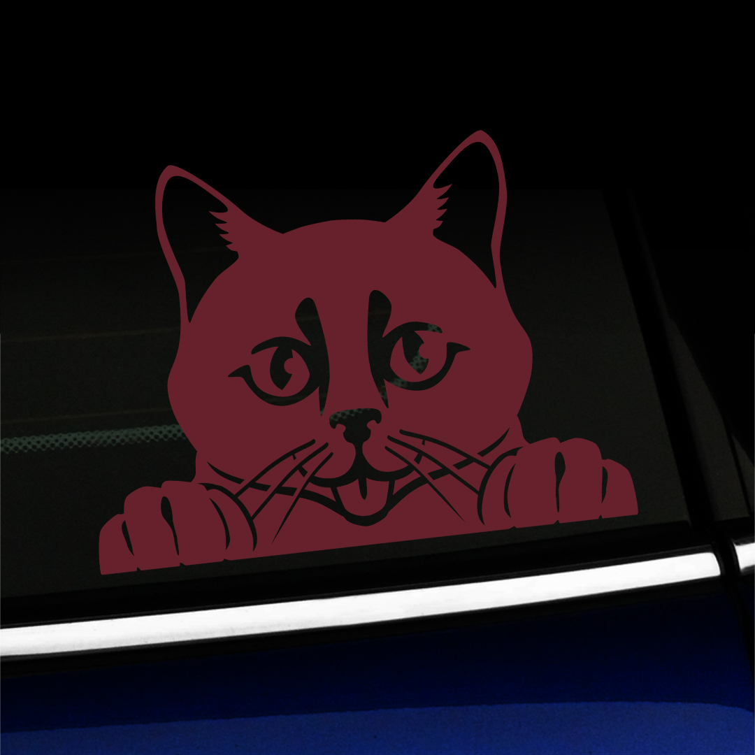 Peeking Cat - Vinyl Car Decal - Choose Color - [BURGUNDY] - Walmart.com
