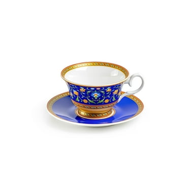 Tea Cup and Saucer Set of 6 (12 pieces), Floral Tea Cups, 8 Oz.Bone China Porcelain - Walmart.com