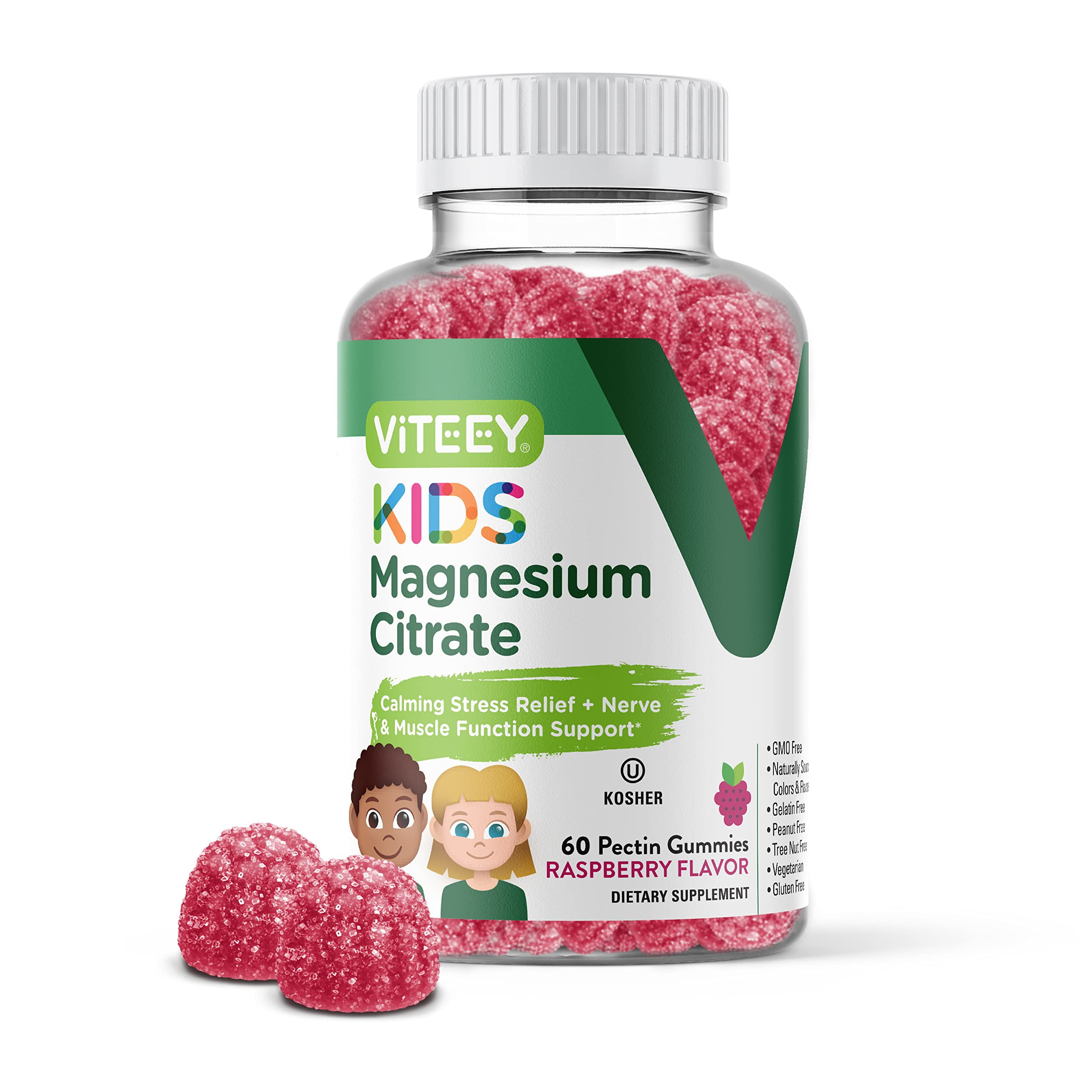 Gummies Vitey Kids con citrato de magnesio con sabor a frambuesa ...