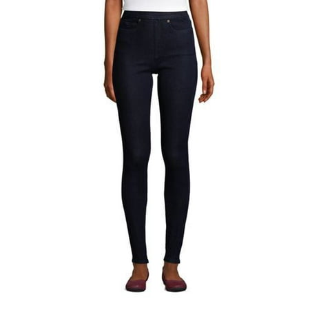 Lands' End Brushed Back Elastic Waist Jeans Blue Deepest Indigo 8 NEW ...