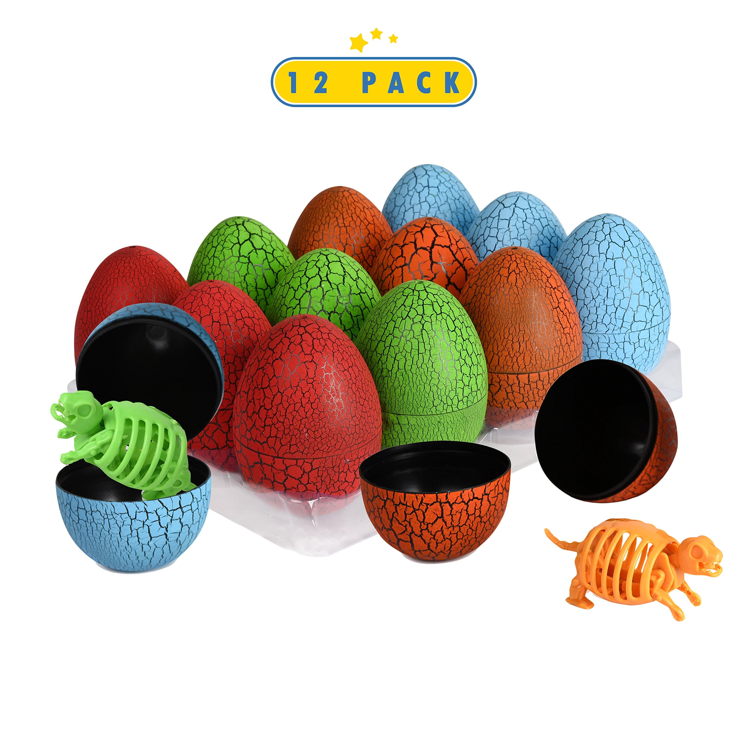 12 Pack Dinosaur Eggs with 3D Puzzle Dino Figure- Dinosaurs Party Favor ...