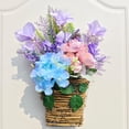 Blue Purple Artificial Flower Basket Wreath Wall Hanging For Home ...