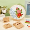 6Pcs Bamboo Embroidery Hoops Display Stand Rectangle with Flower ...