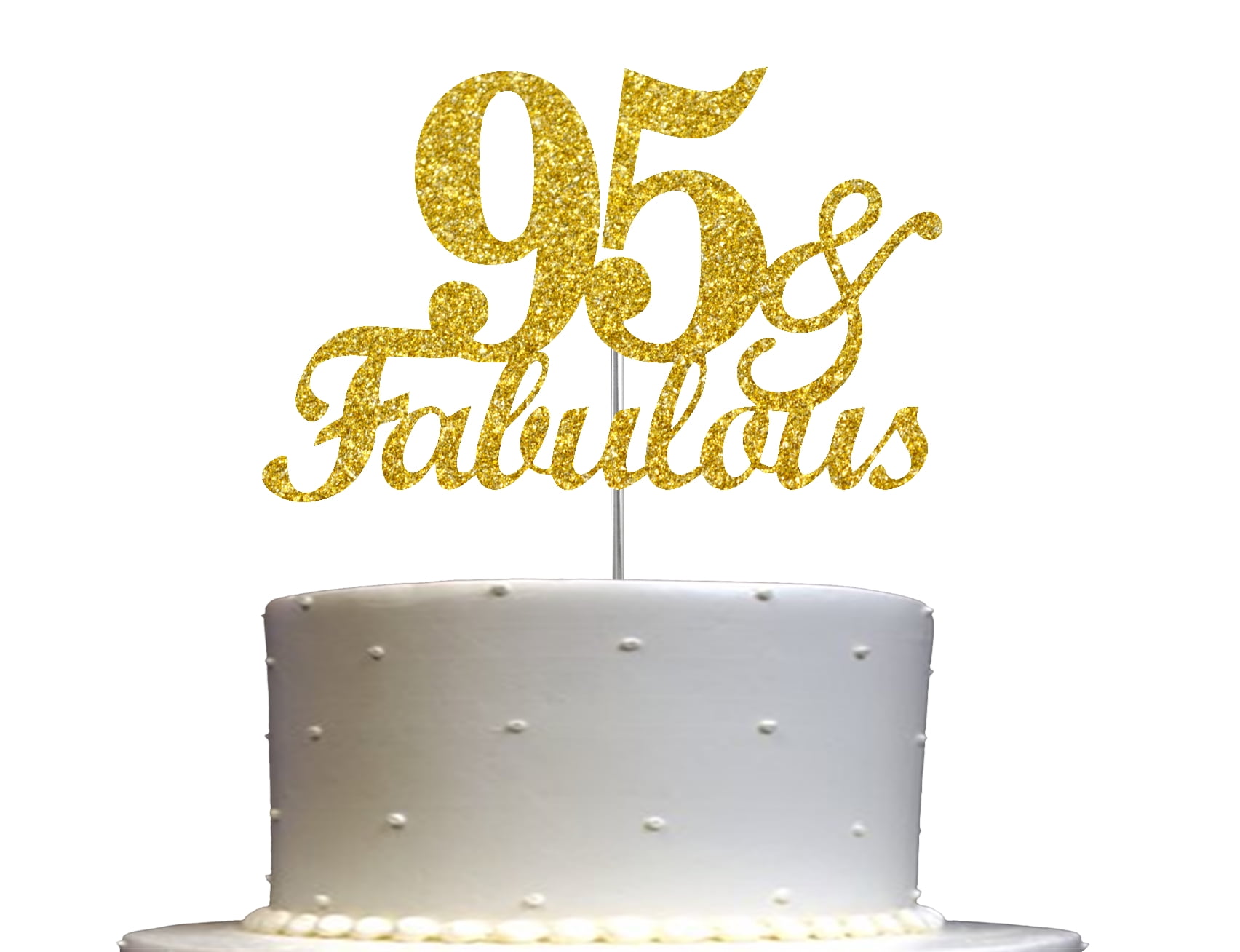 Fabulous & 95 Cake Topper Gold Glitter, 95th Birthday Party Decoration ...