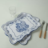 Efavormart 10 Pack White Blue Disposable Serving Trays with French ...