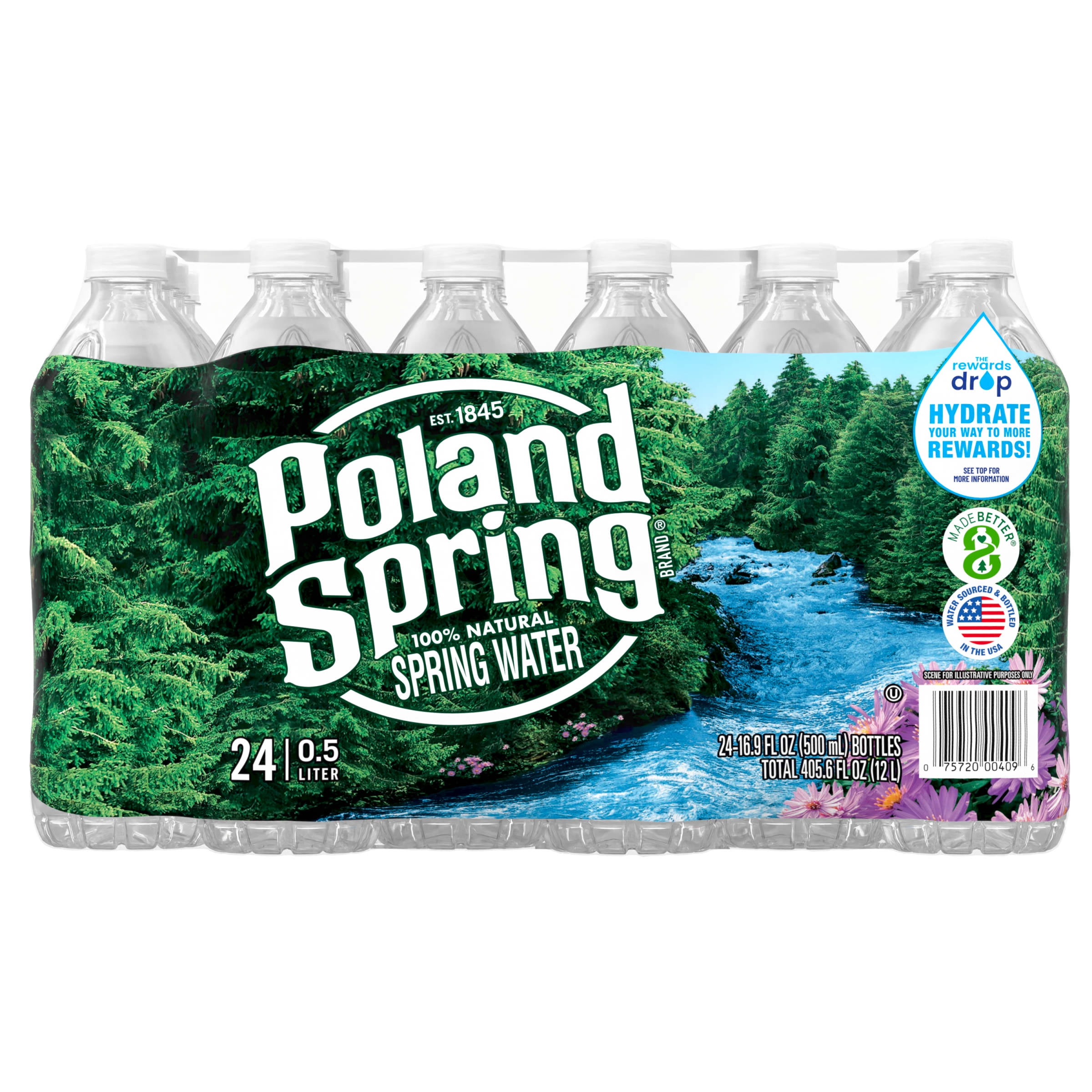 POLAND SPRING Brand 100% Natural Spring Water, 16.9-ounce plastic ...