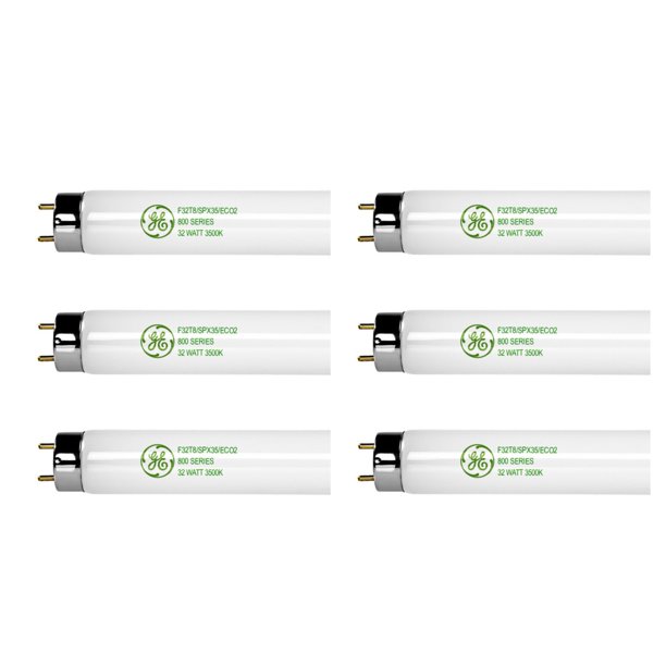 (case of 6) GE 68851 Fluorescent T8 Tube, F32T8/SPX35/ECO2 32W T8 Bulbs ...