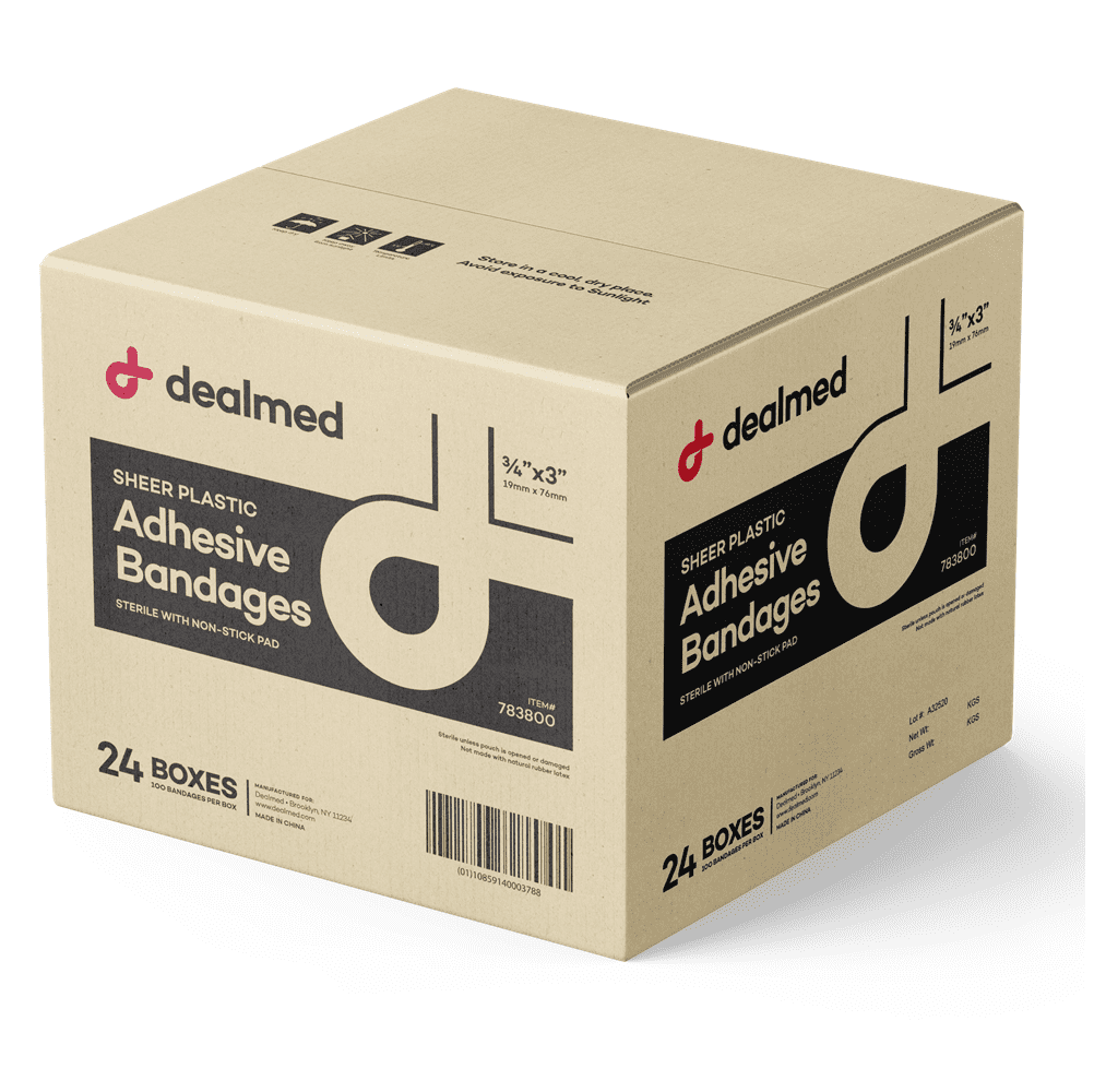 Dealmed 3" x 3/4" Sheer Plastic Flexible Adhesive Bandages – Non-Stick ...