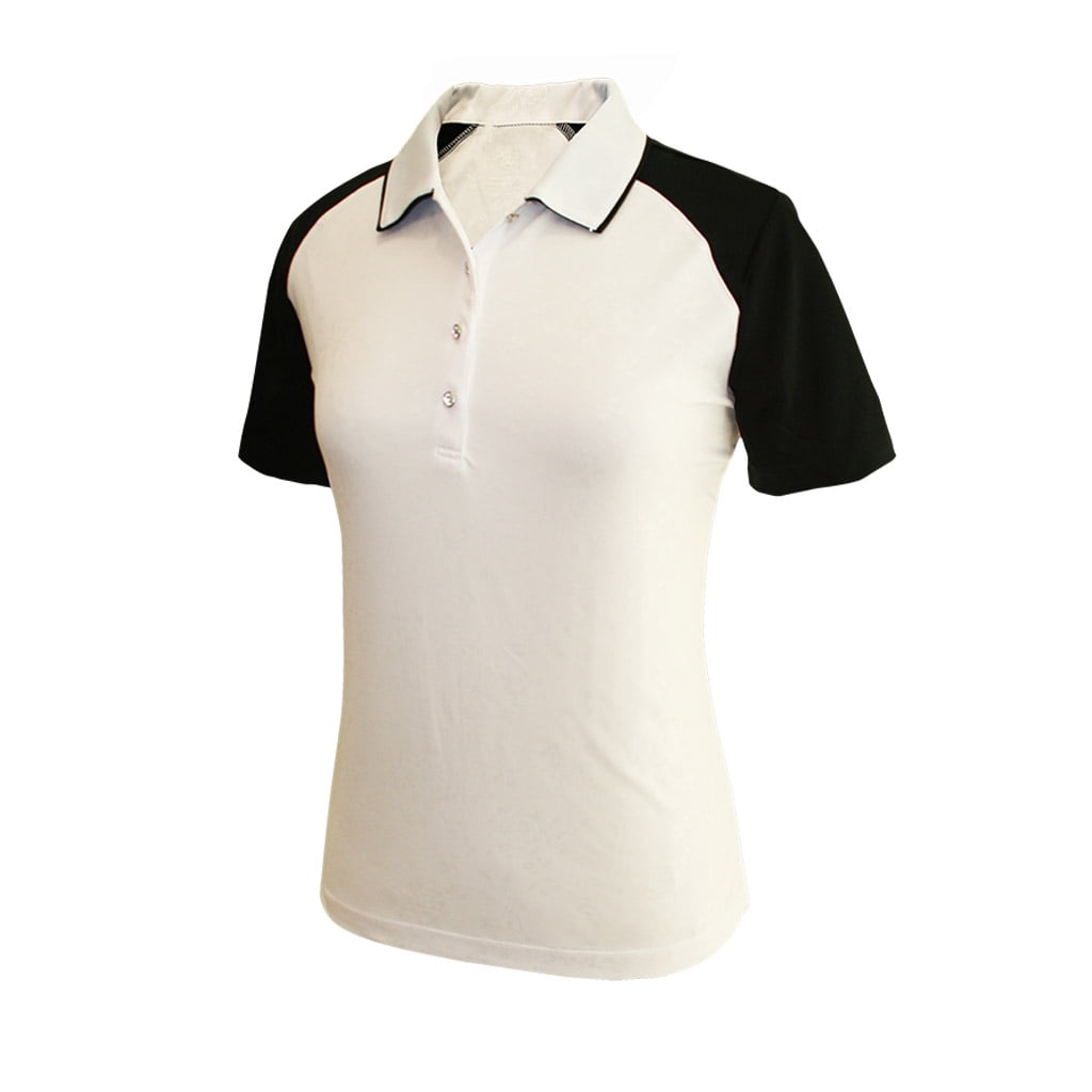 Monterey Club Women's Rose Emboss Contrast Golf Polo Shirt #2446 ...