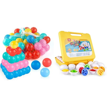 Pit Balls Pack of 50 + Letters Matching Eggs 26PCS ABC Alphabet for ...