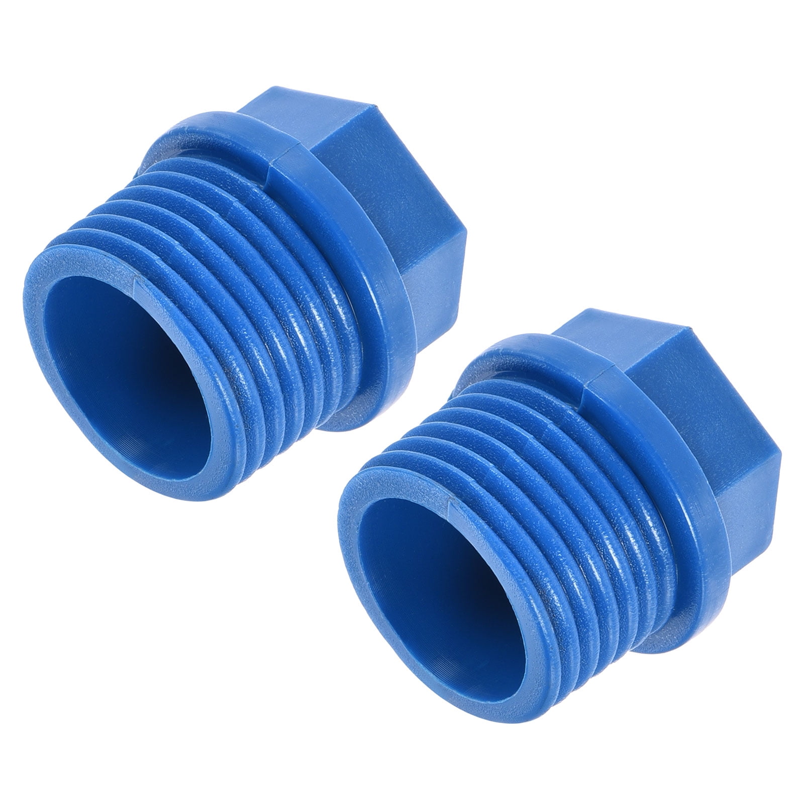 Uxcell G1/2 Male Threaded PVC Hex Head End Cap Pipe Plug Fitting Blue 2 ...