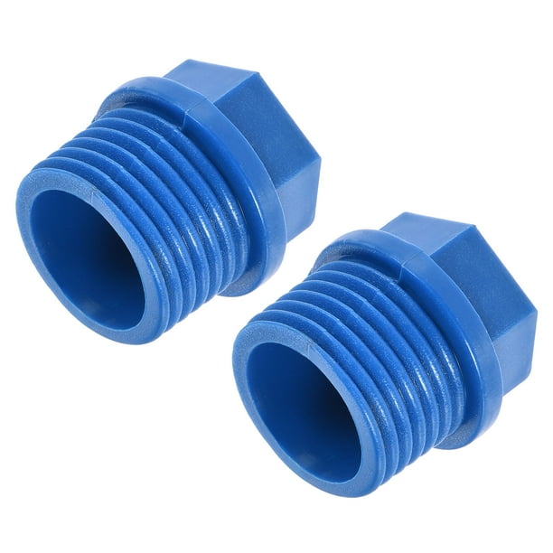 Uxcell G1/2 Male Threaded PVC Hex Head End Cap Pipe Plug Fitting Blue 2 ...
