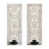 SOFE Openwork Carving Wall Candle Sconces Set of Two, White, Wood, 5.9 ...