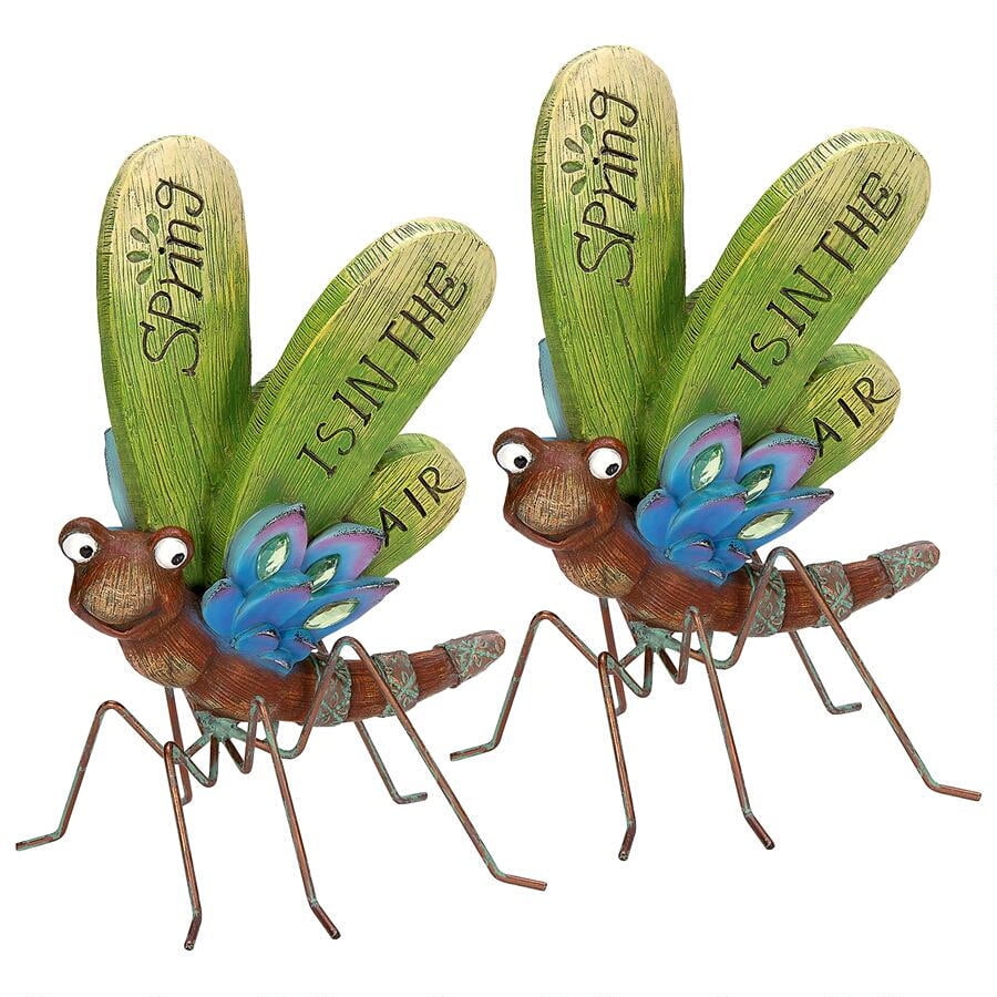 Design Toscano Spring is in the Air Dragonfly Statue: Set of Two ...