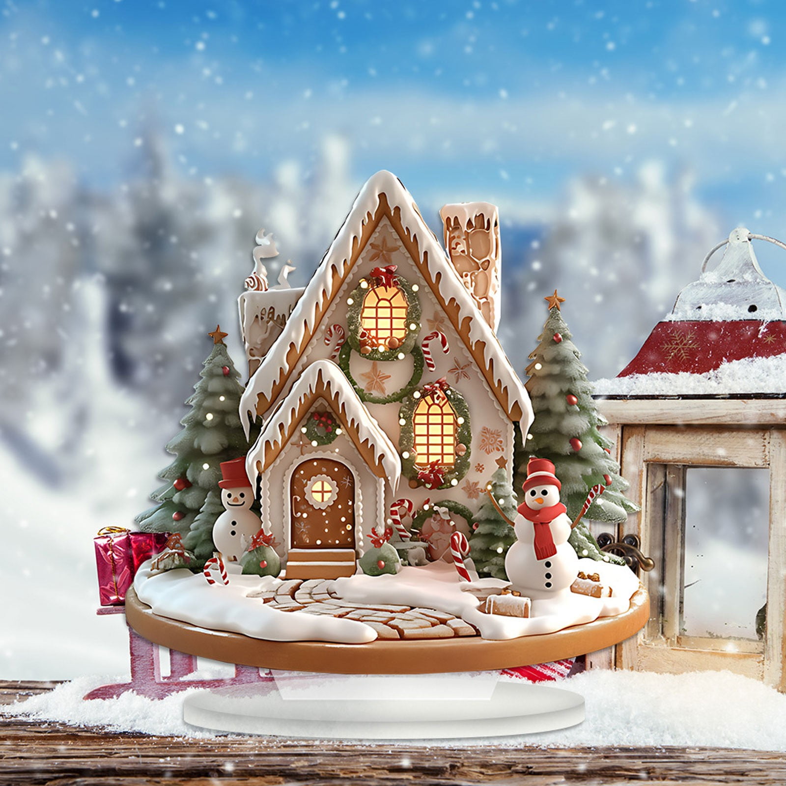Click here for Socisucc Christmas Doublelayer House Small Decorat... prices