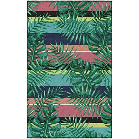 Brumlow Mills Malibu Stripes Tropical Machine Washable Area Rug for ...