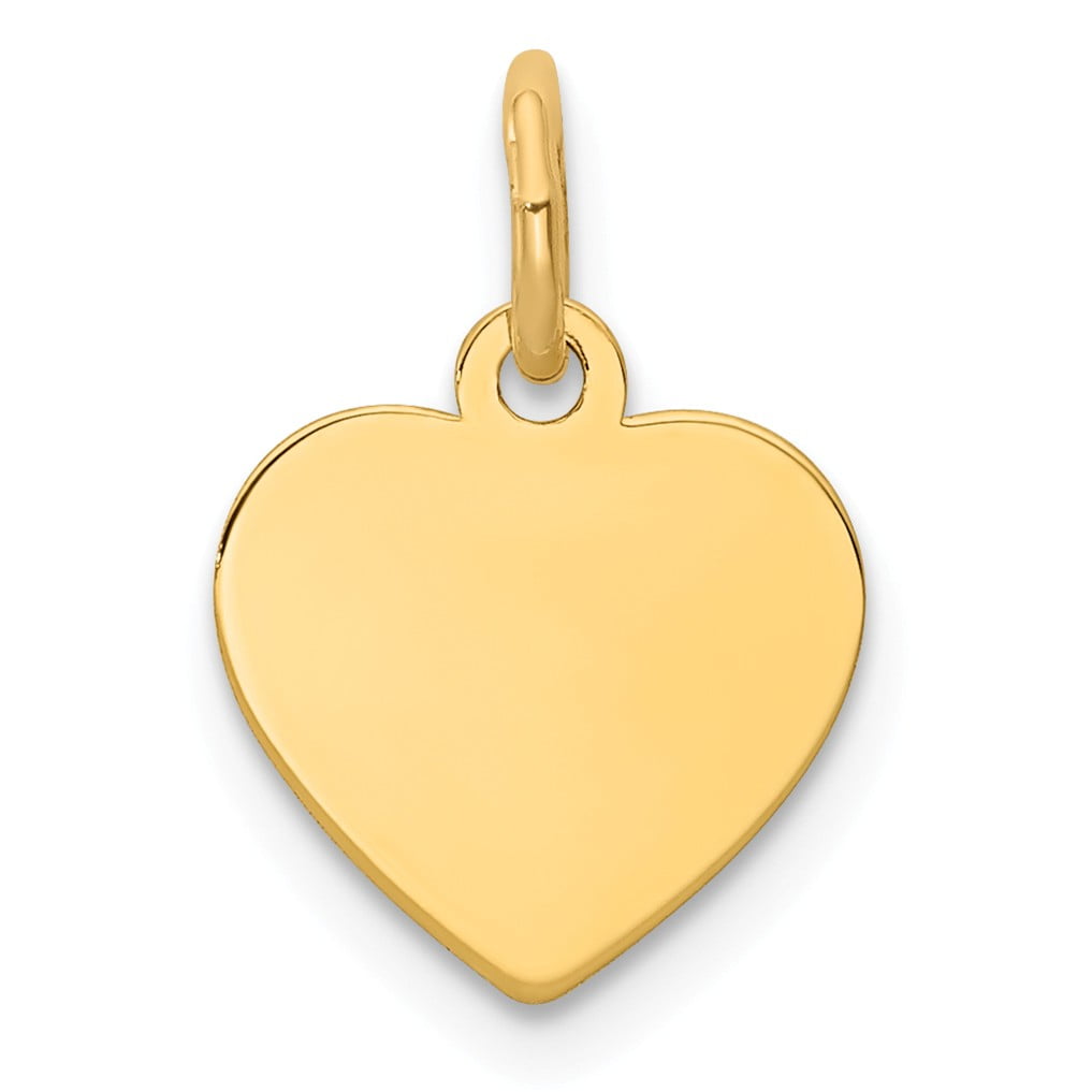 14k Plain .018 Gauge Engravable Heart Disc Charm in 14k Yellow Gold ...