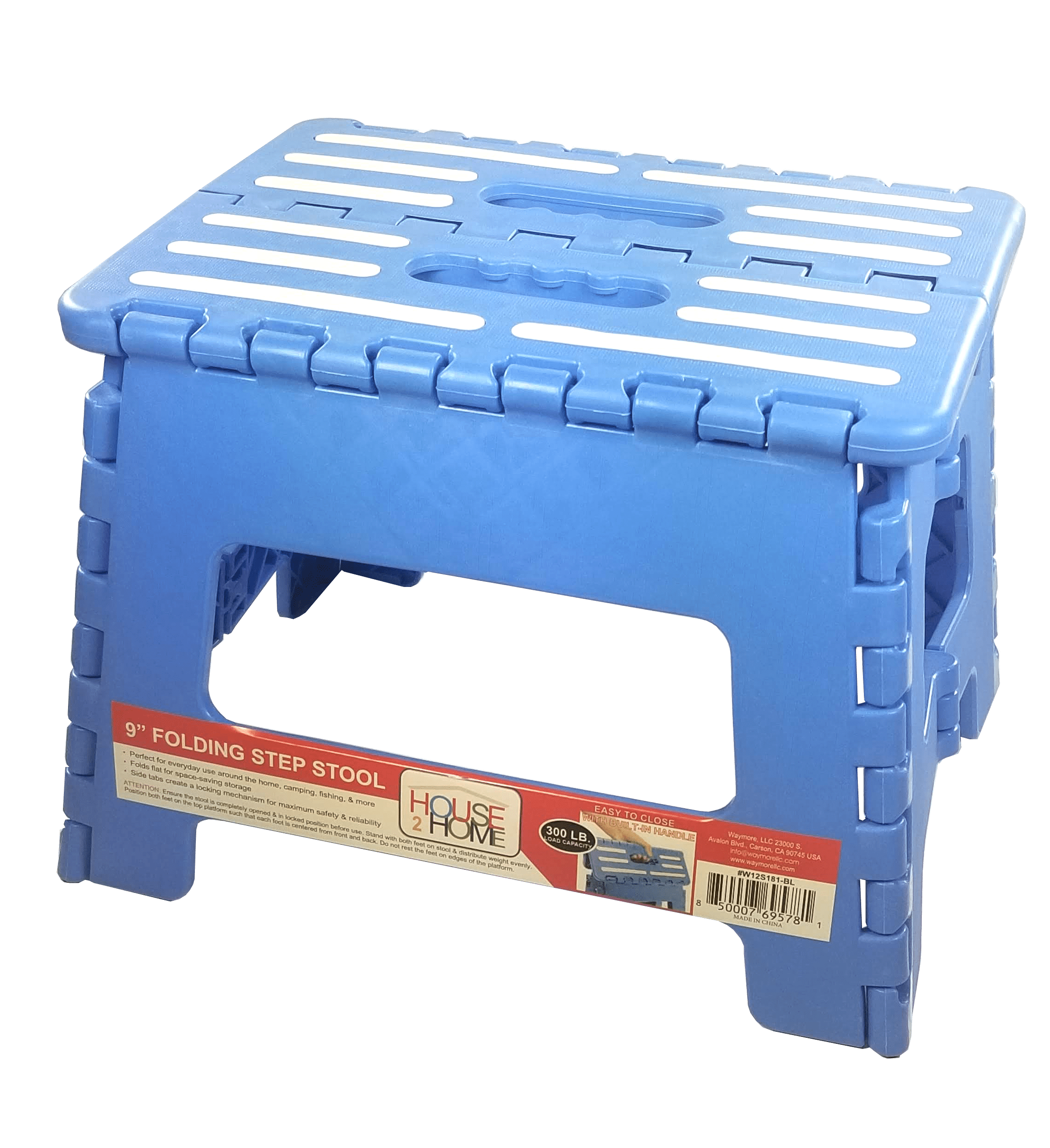 House 2 Home 9" Plastic 1 Step Folding Step Stool Light Blue and White ...