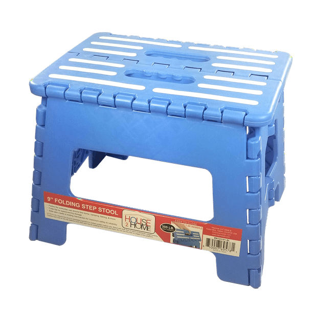 House 2 Home 9" Plastic 1 Step Folding Step Stool Light Blue and White ...