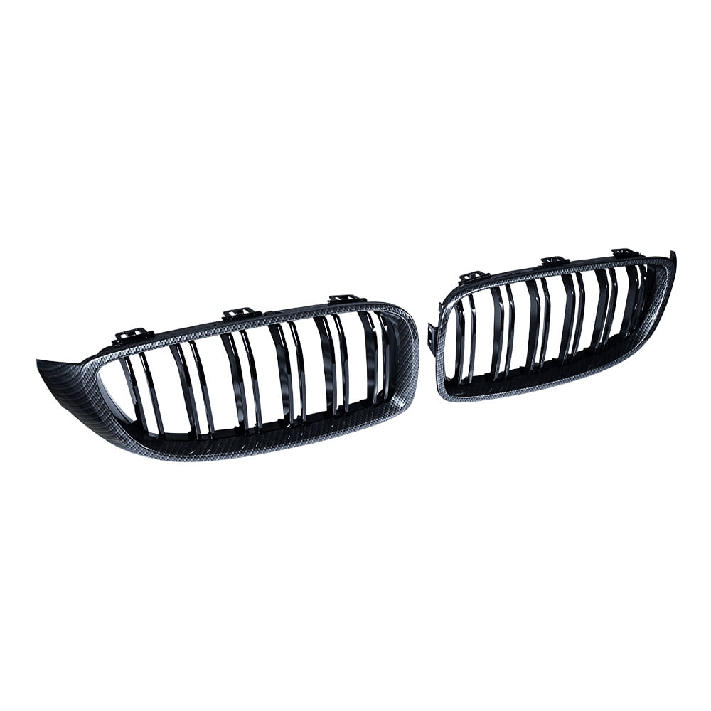 Set of Kidney Grille Dual Slat Black/ Carbon Fiber For 2014-2018 BMW ...
