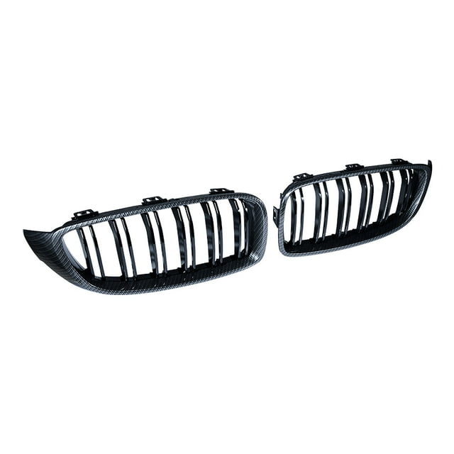 Set of Kidney Grille Dual Slat Black/ Carbon Fiber For 2014-2018 BMW ...
