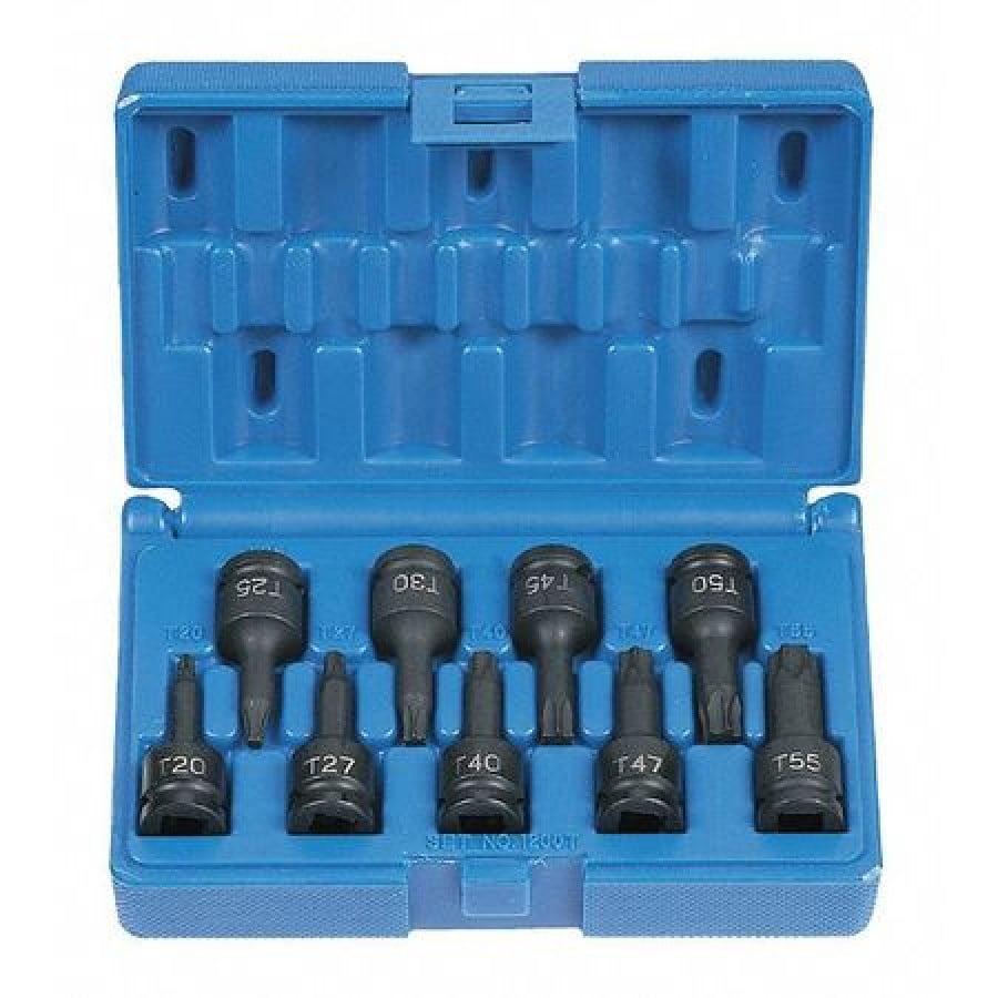 GREY PNEUMATIC 1200T 3/8" Drive 9 Piece Internal Torx Impact Driver Set ...