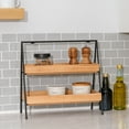 Stratton Home Decor Two Tier Metal and Wood Tabletop Tray with Natural ...