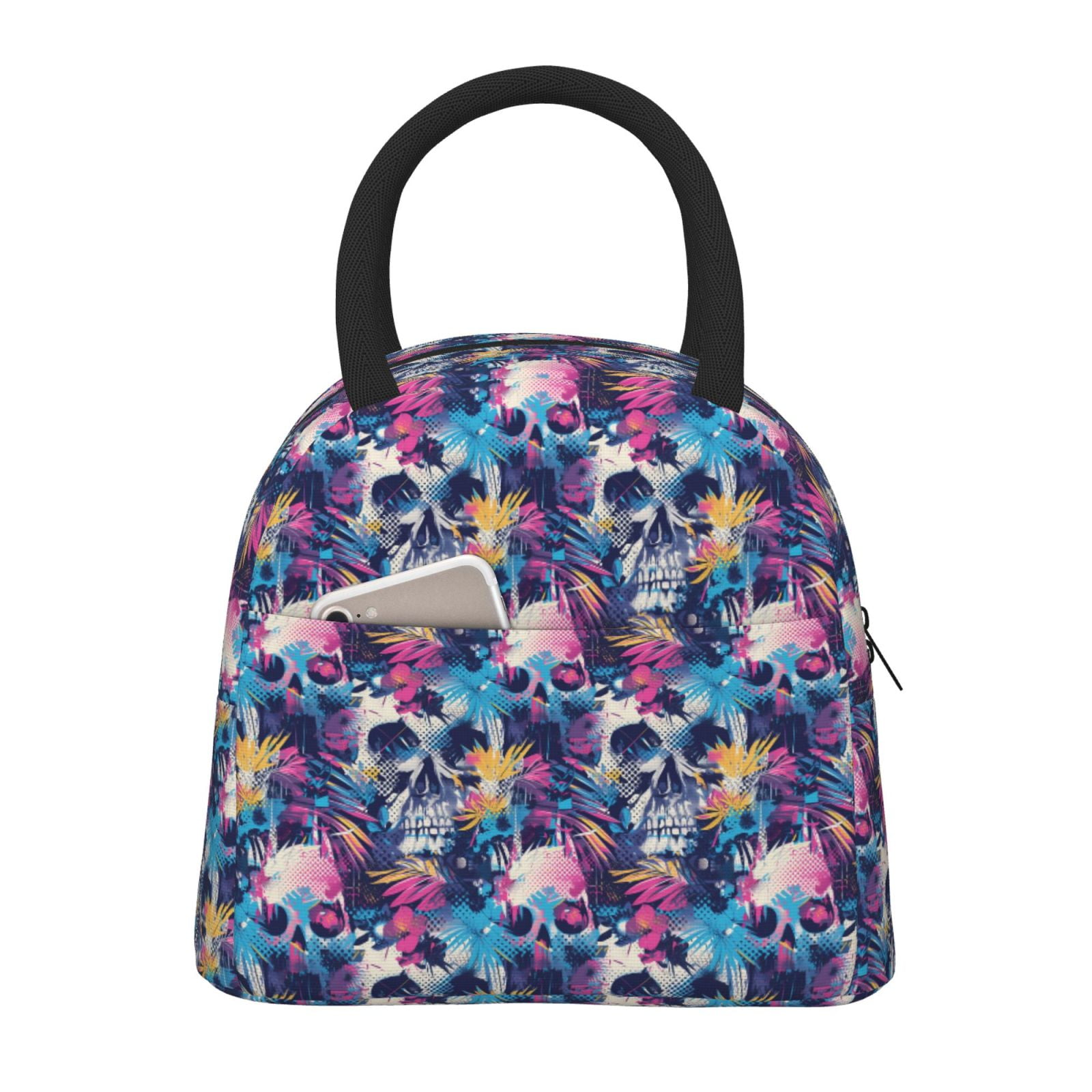 Adobk cool Skull colorful Print Lunch Bag Large Capacity, Insulated ...