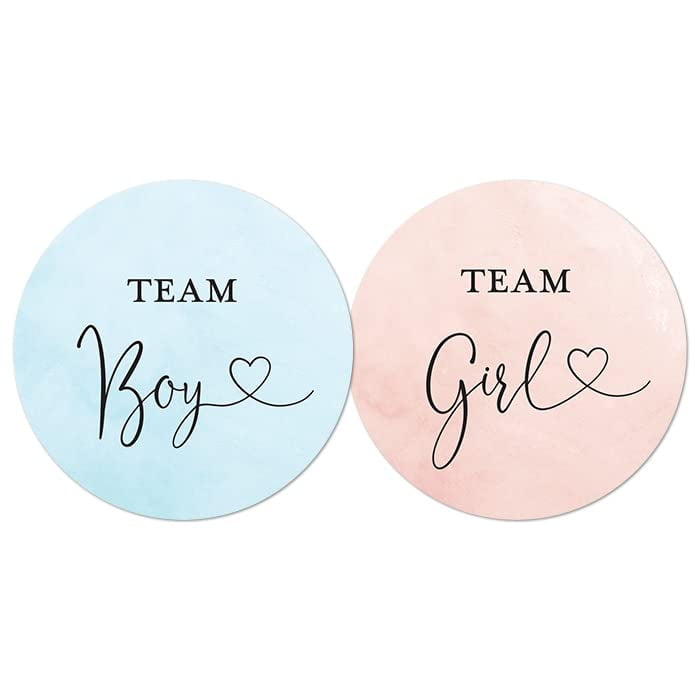 Team Girl, Team Boy Gender Reveal Stickers - 40 Labels (20 of Each ...