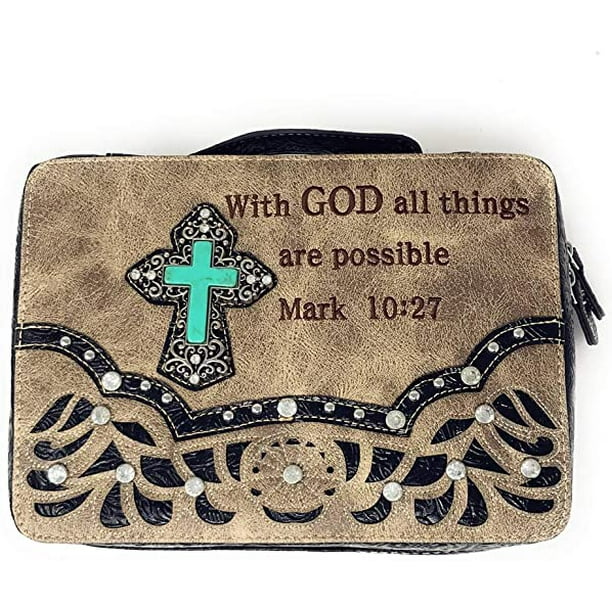 Western Embroidery Scripture Women Rhinestone Cross Bible Verse Handbag ...