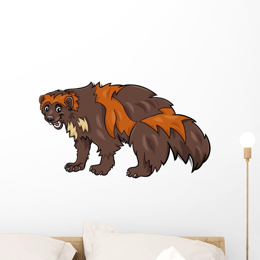 Wolverine Animal Cartoon Illustration Wall Mural by Wallmonkeys Peel ...