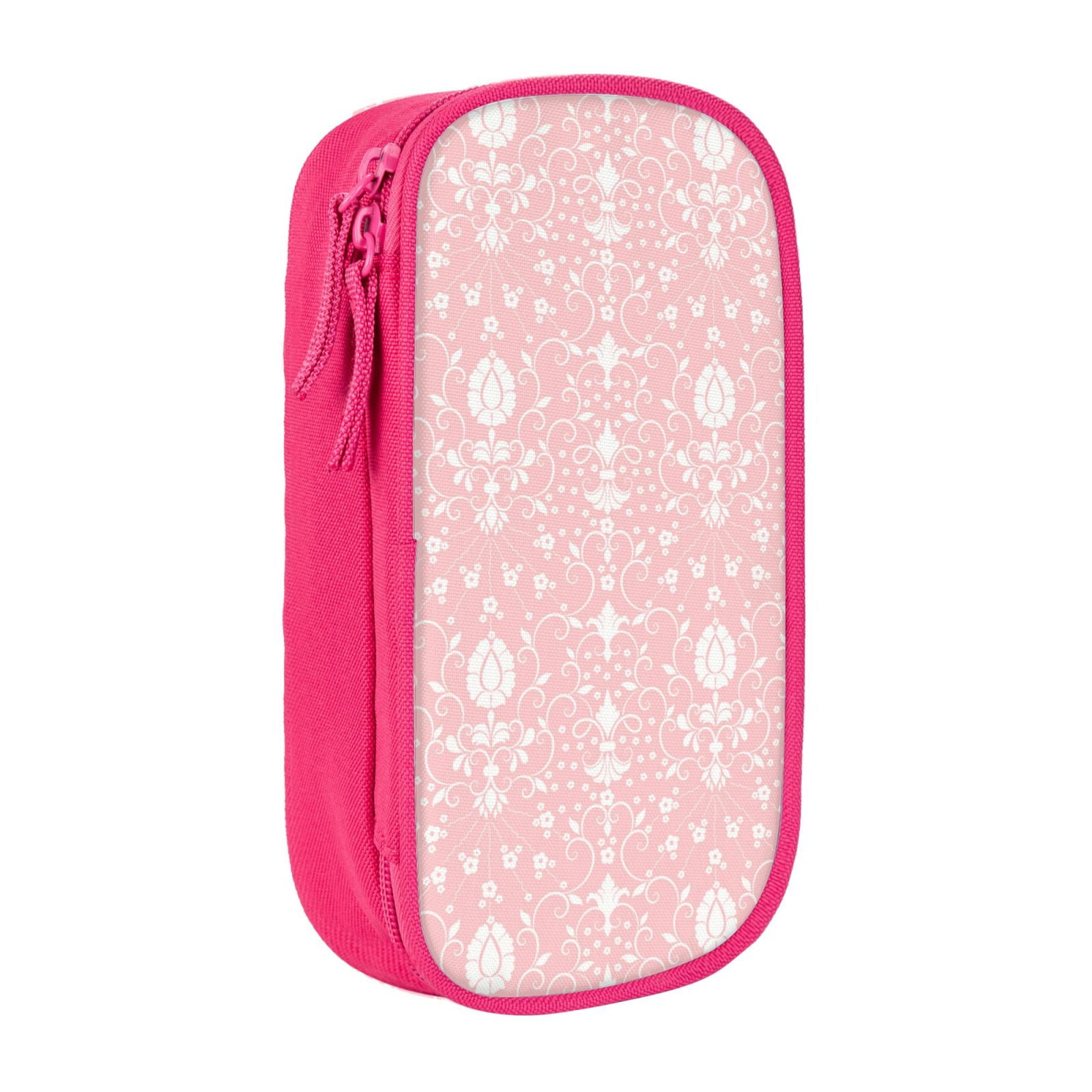 Large Storage Pencil Case, Pink Abstract Pistil Art Pattern with Zipper ...