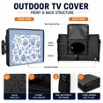 Blue Flowers Waterproof Outdoor TV Cover, Floral Geometric Classic ...