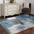 Abstract Oil Painting Area Rugs 4x6 ft Square Blue Smear Washable Rug ...