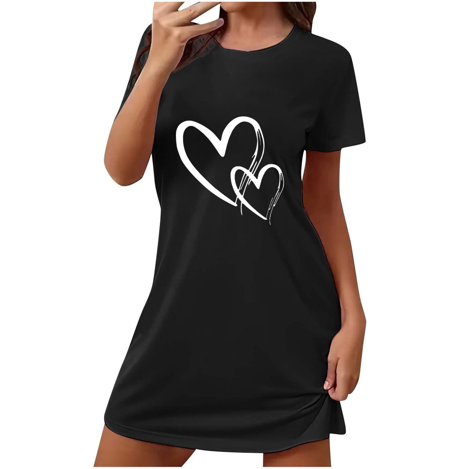 Click here for Tnhcen Womens Plus Size Heart Print Short Sleep Dr... prices