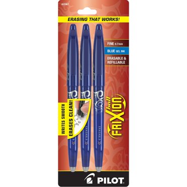 Pilot Frixion Clicker Retractable Erasable Blue Gel Ink Pens, 3 Pens ...