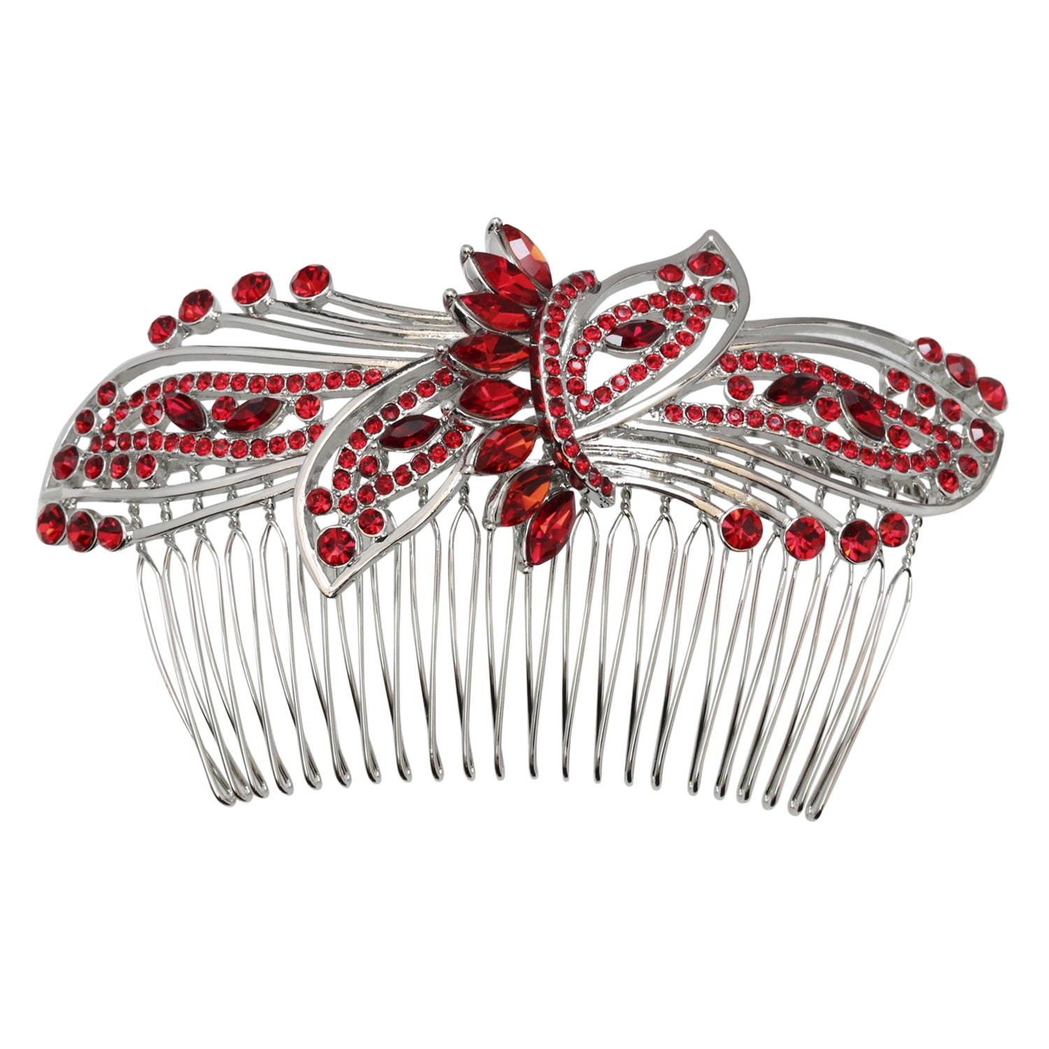 Faship Gorgeous Red Rhinestone Crystal Huge Big Floral Hair Comb ...