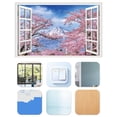 3D Snow Mountain Village Window Wall Sticker, Removable Nature Scenery ...