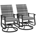 Outsunny Outdoor Glider Chair Set of 2, Wicker Rattan, Gray, Swivel ...