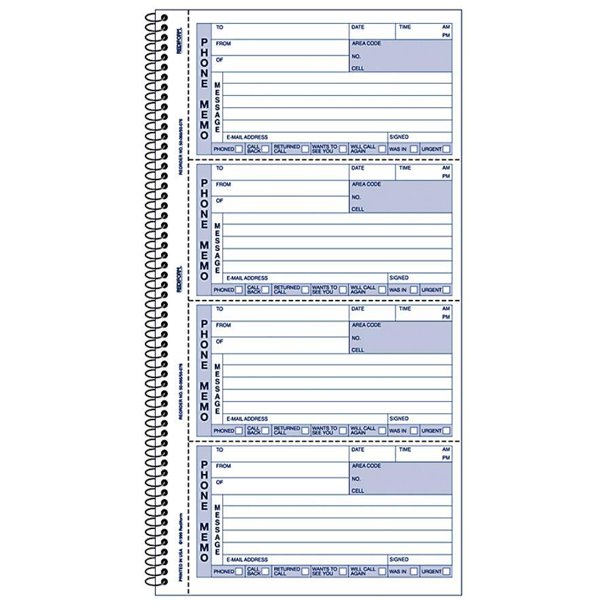 Rediform, RED50076, Memo Style Phone Message Book, 1 Each, White,Canary ...