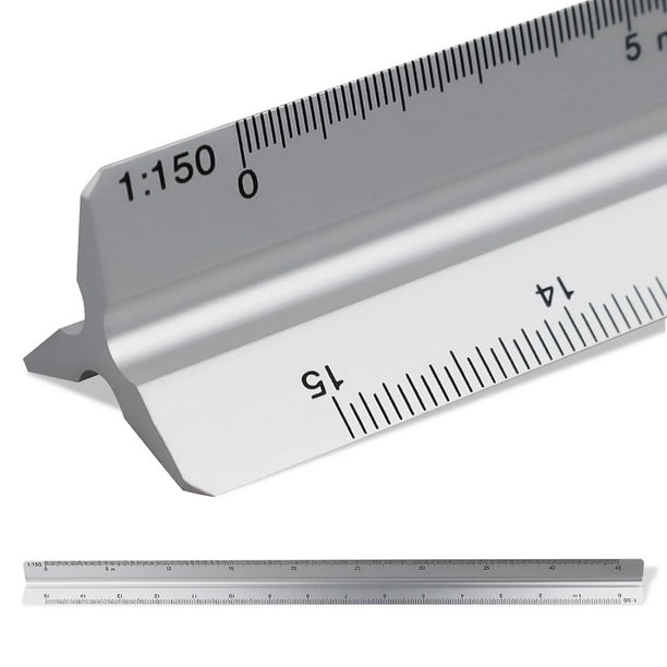 Regla triangular de arquitecto a escala de 30 cm - Escala: 1:20-1:25-1: ...
