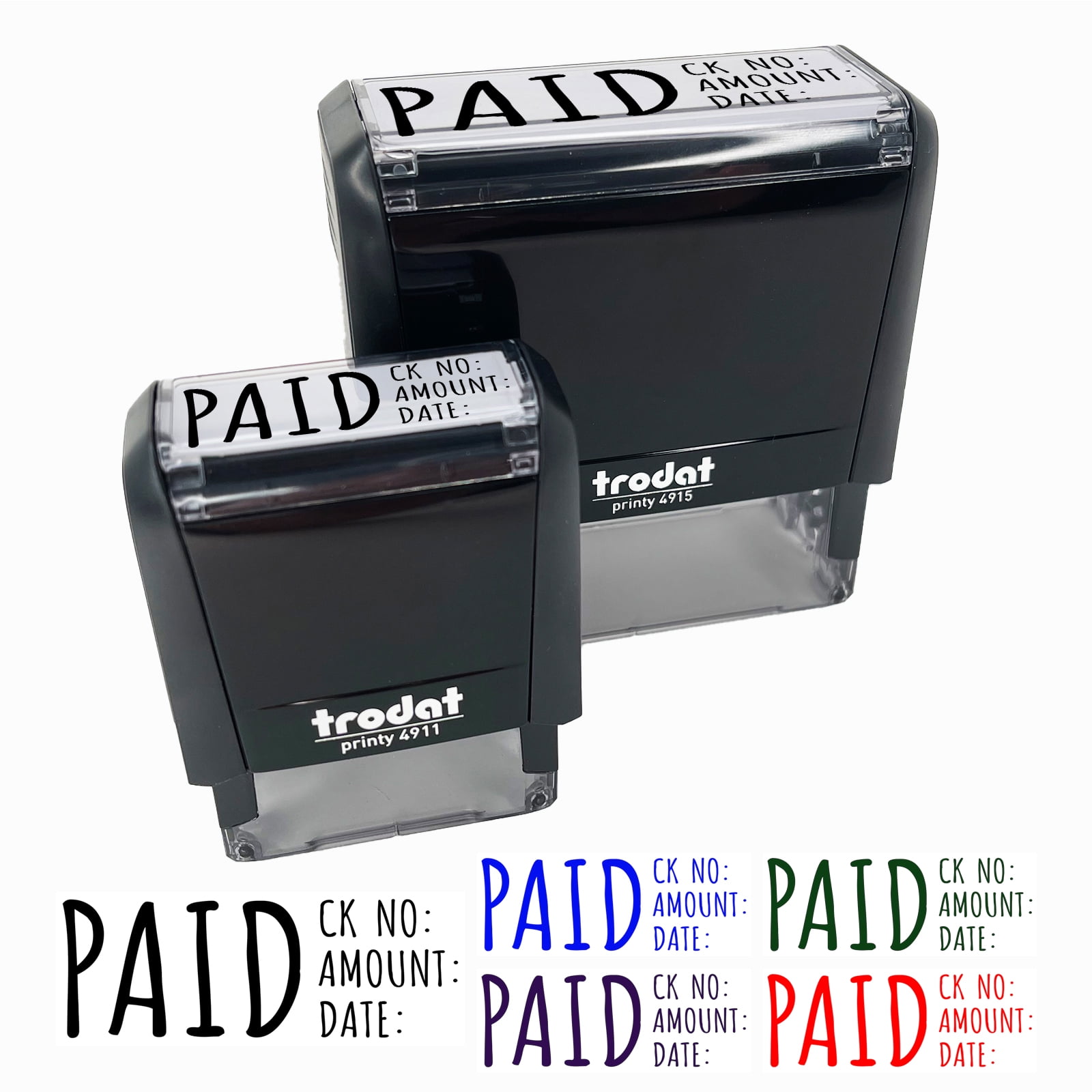 Paid Details Check Number Amount Date Invoice Self-Inking Rubber Stamp ...