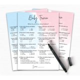 GENDER REVEAL Party Game — BABY TRIVIA Game — Pack of 25 — Minimalist Pink or Blue Fun Baby ...