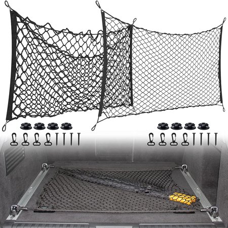 2 Pieces Rear Cargo Net, 27 x 47 Large Floor Trunk Net and 16 x 27 ...