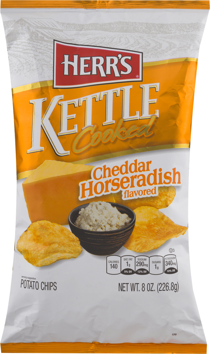 Herr's Kettle Cooked Cheddar Horseradish Potato Chips 7.5 oz. (4 Bags ...
