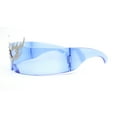 Flaming Heart Crown Tiara Futuristic Wrap Around Shield Sunglasses Blue ...