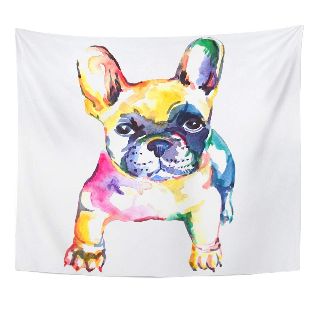 ZEALGNED Rainbow White Frenchie French Bulldog Original Watercolor Dog ...
