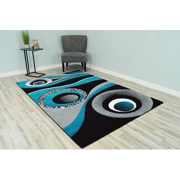 Swirls/Circles/Spiral Modern Abstract Contemporary Hand Carved Area Rug ...