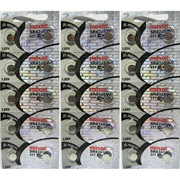Genuine Maxell 377 SR626SW 1.55v Cell Button Battery x 30 - Walmart.com ...