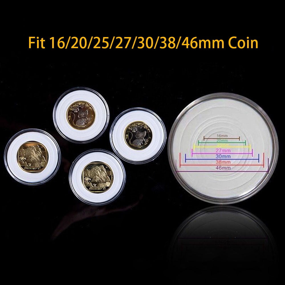 FANJIE 20pcs Clear Round Coin Capsules Holders Storage Case Portable ...